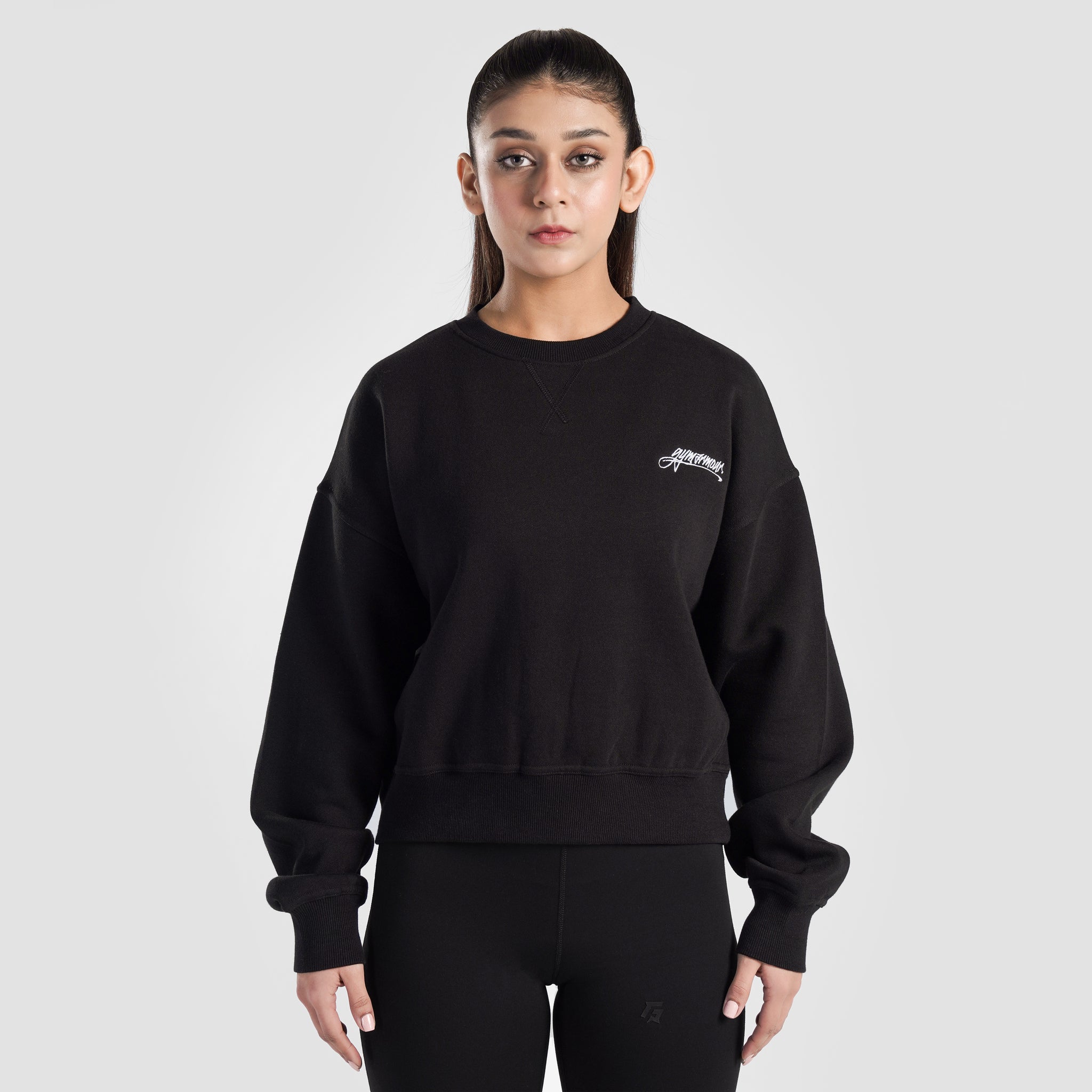 Vital Edge Crop SweatShirt (Black) for Workout | Women gym wear ...